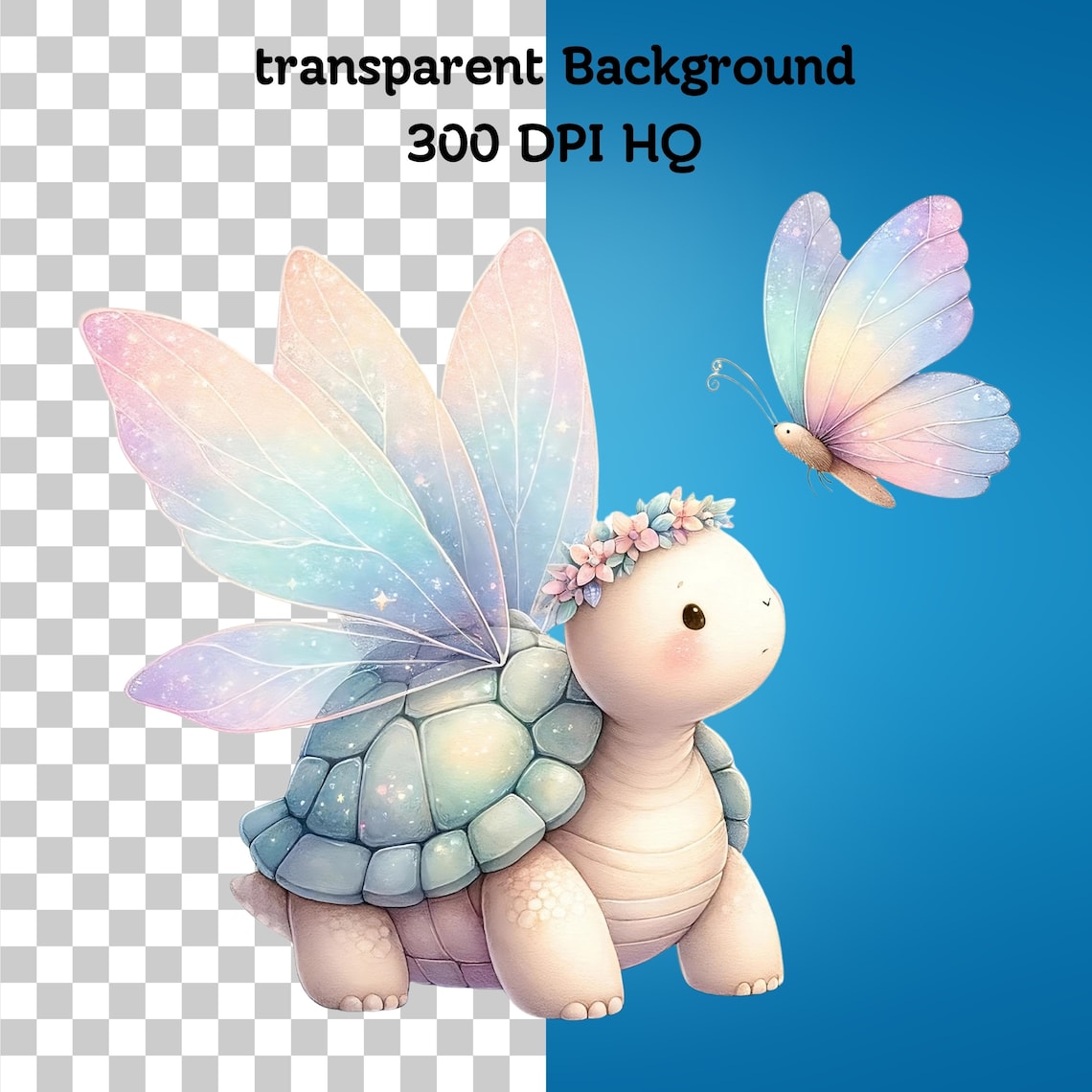 Enchanted Turtle Fairy Clipart Digital Download, Pastel Winged Turtles ...
