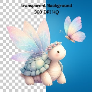 Enchanted Turtle Fairy Clipart Digital Download, Pastel Winged Turtles ...