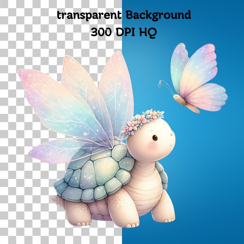 Enchanted Turtle Fairy Clipart Digital Download, Pastel Winged Turtles ...