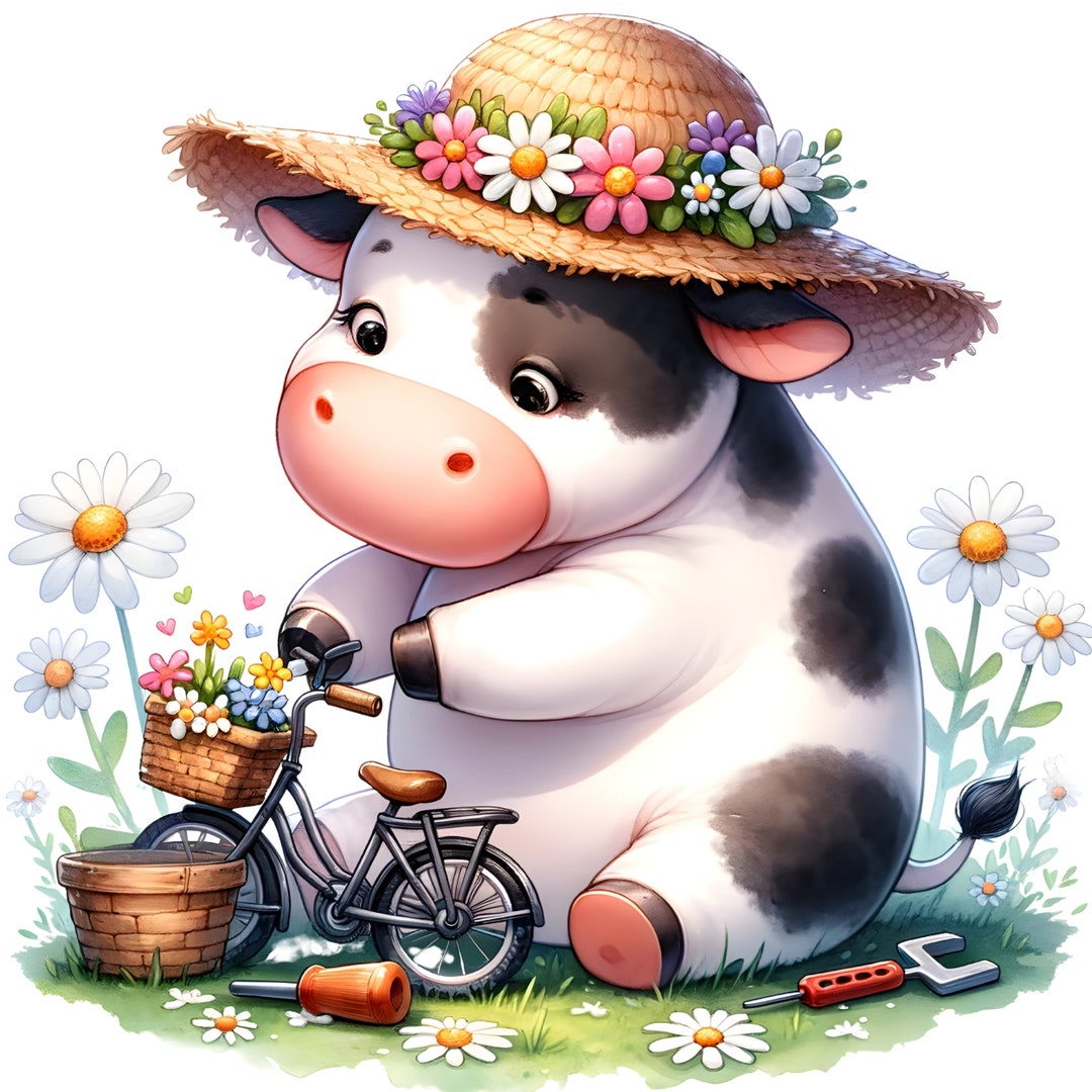 Summer Cow Clipart Collection 14 PNG Digital Downloads, 300 DPI, Cute ...