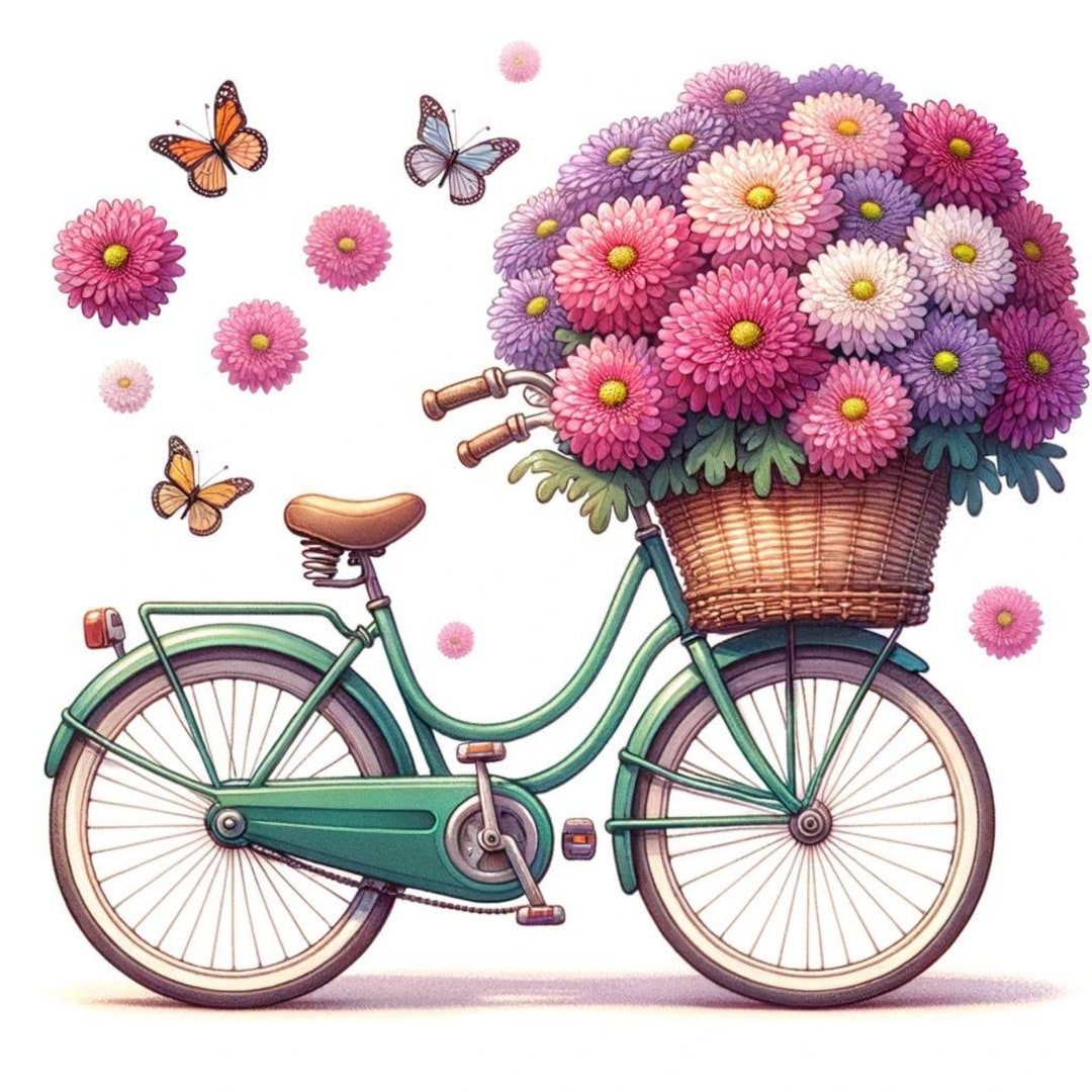 Enchanting Floral Bicycle Clipart Set - 14 PNG Digital Downloads, 300 ...