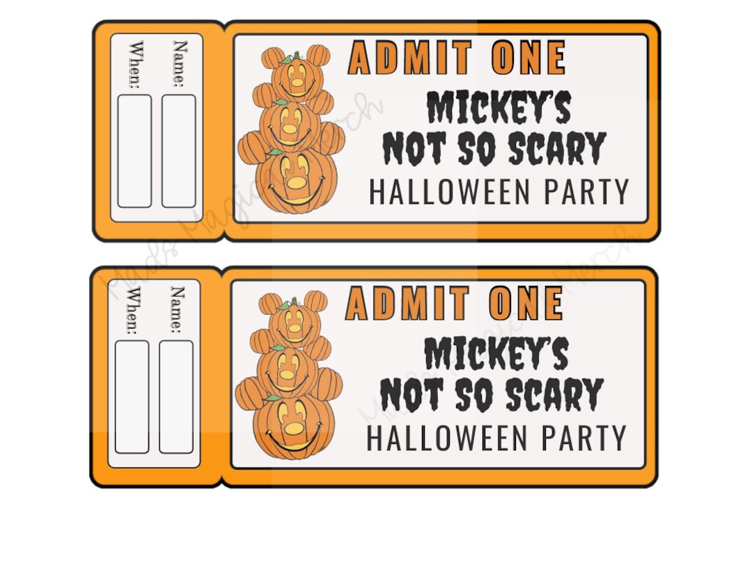 Magical Vacation Not so Scary Halloween Party Ticket Printable | Mouse ...