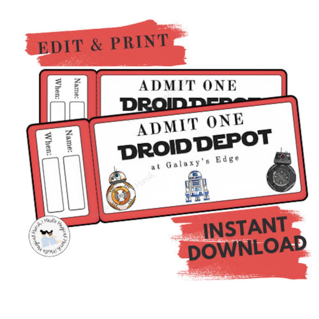 Magical Vacation Build a Droid Printable Depot Ticket - Etsy