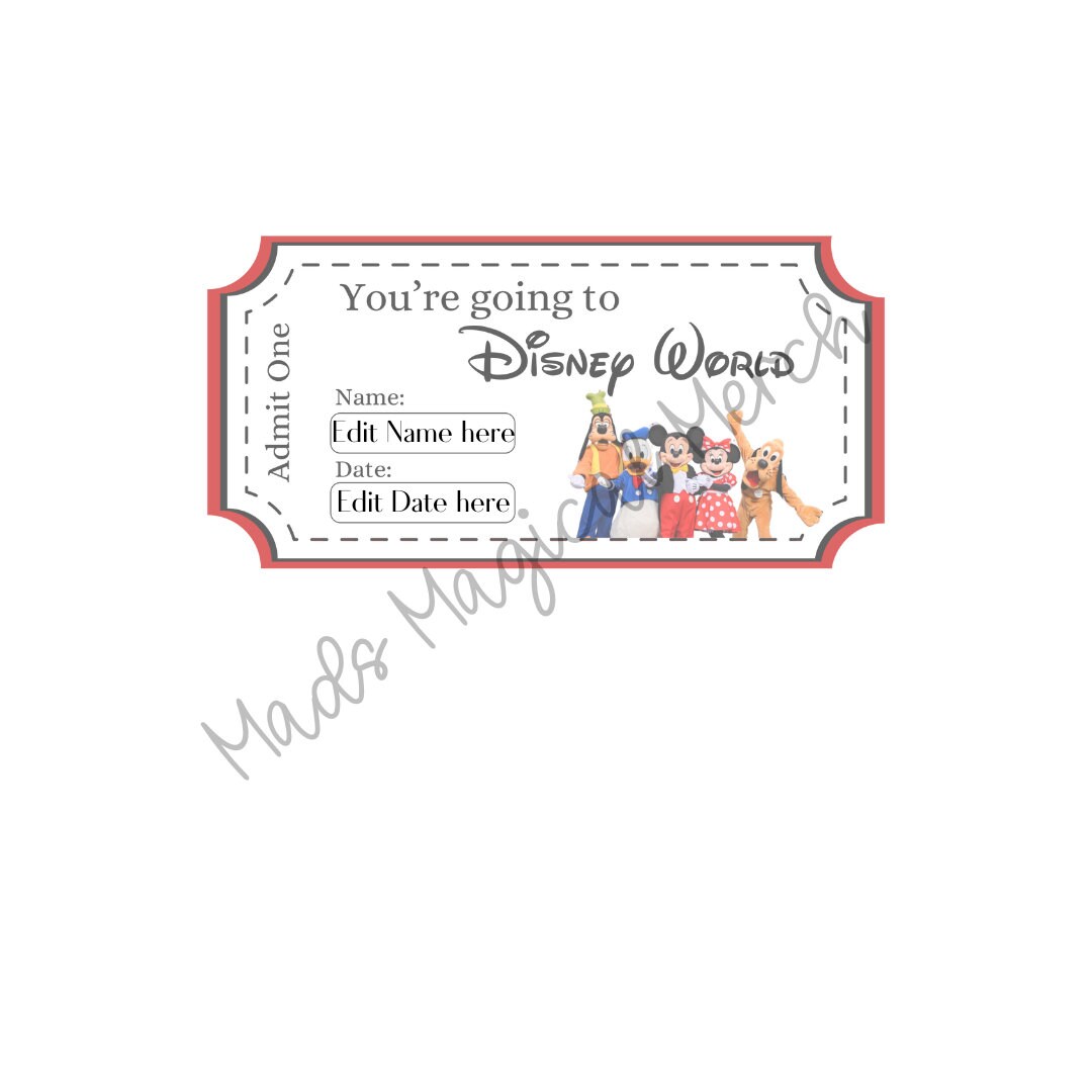 Admit One: Magical Vacation Reveal Ticket - Etsy