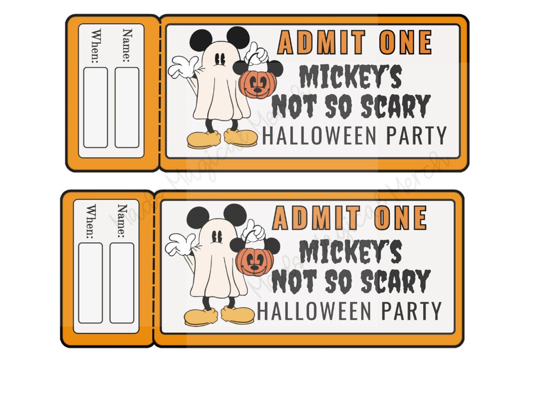 Magical Vacation Not so Scary Halloween Party Ticket Printable | Mouse ...