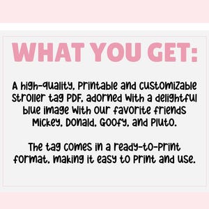 Mickey Donald Goofy Pluto Printable Stroller Tag - Perfect for Your ...