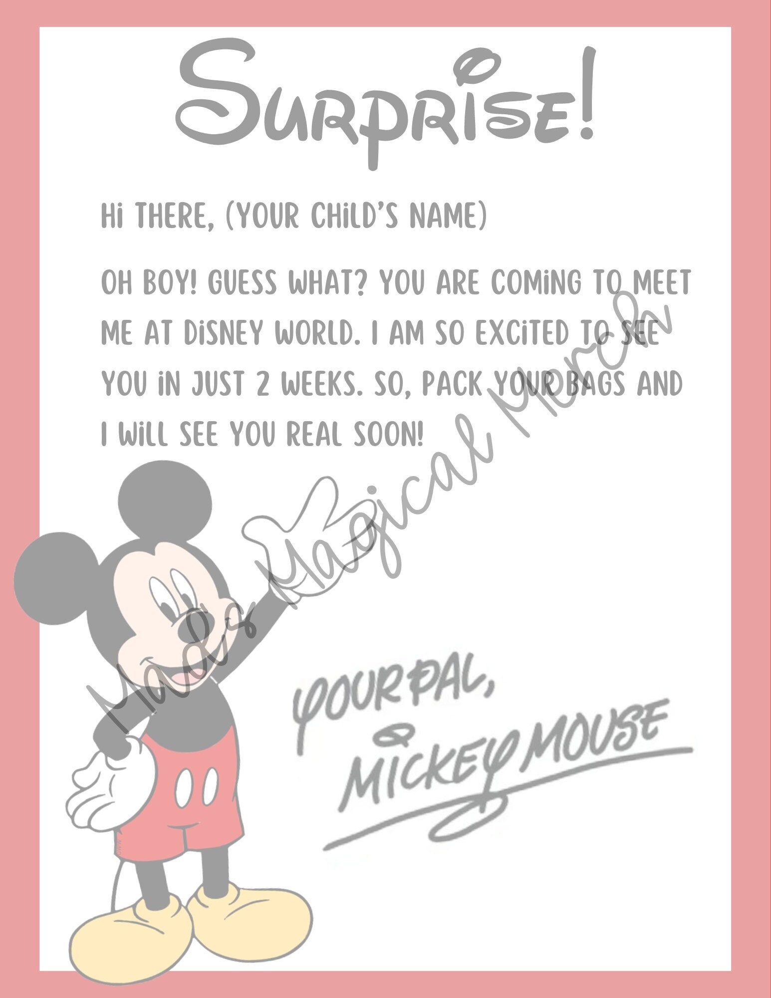 Magical Trip Surprise Letter | Mouse | Friends | Theme Park Vacation ...