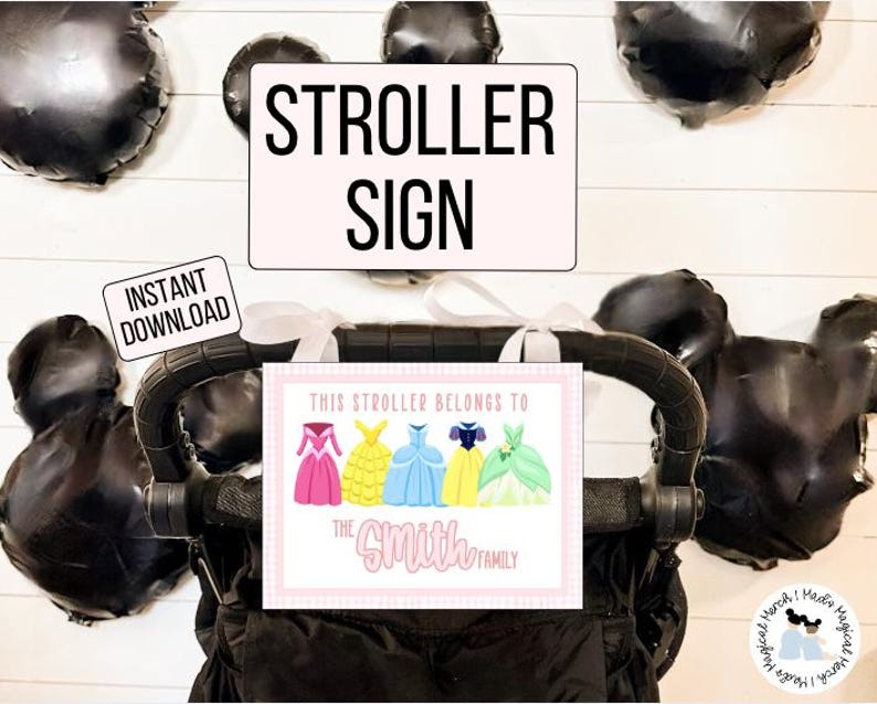 Princess Printable Stroller Tag - Perfect for Your Magical Vacation - Etsy