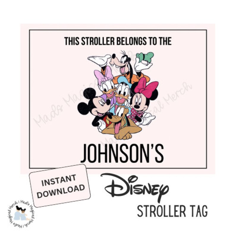 Mouse and Friends Pink Printable Stroller Tag - Perfect for Your ...