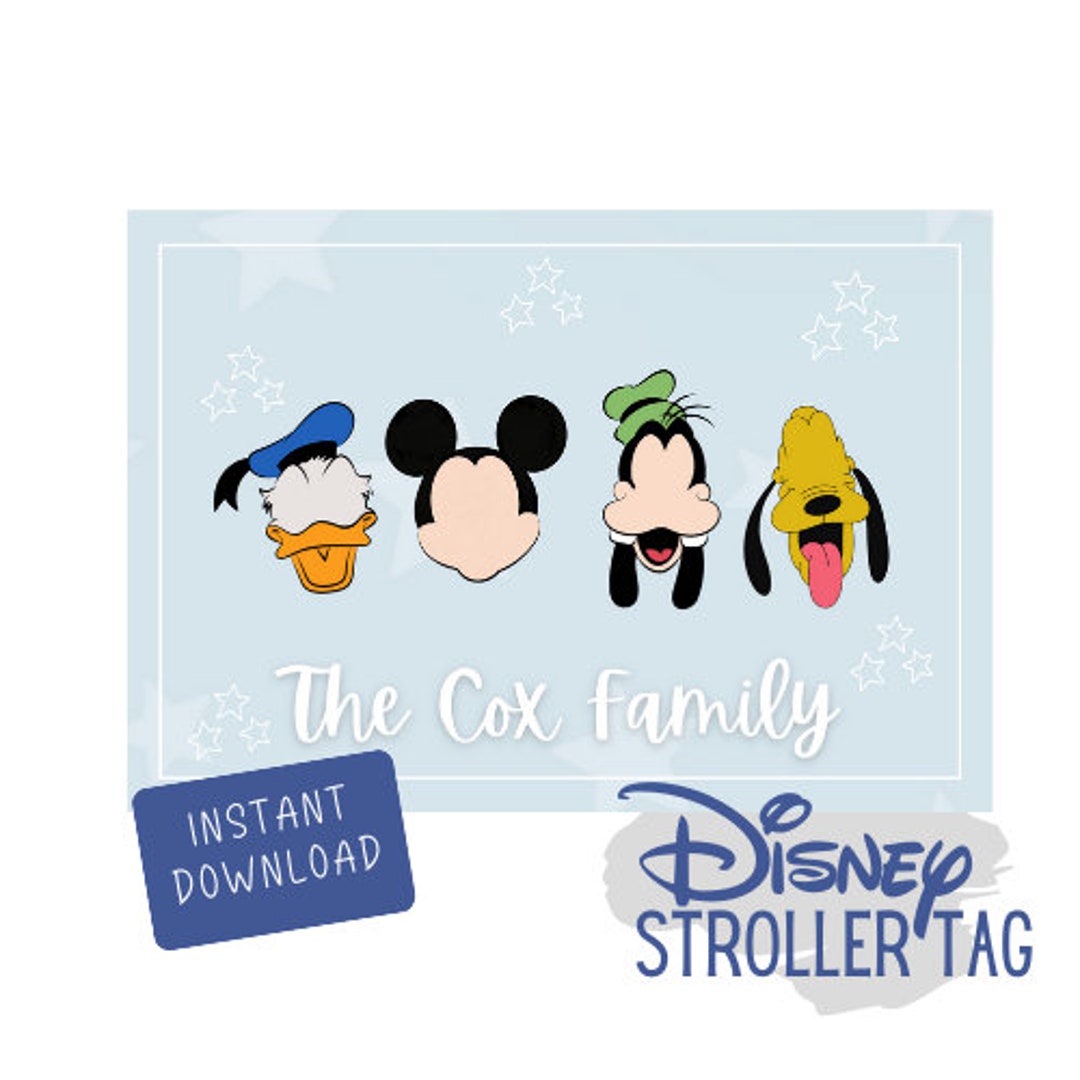 Mickey Donald Goofy Pluto Printable Stroller Tag - Perfect for Your ...