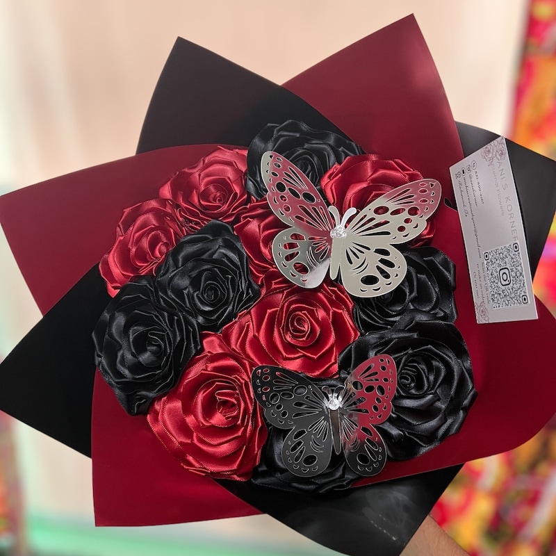 Ribbon Rose Bouquet - Etsy