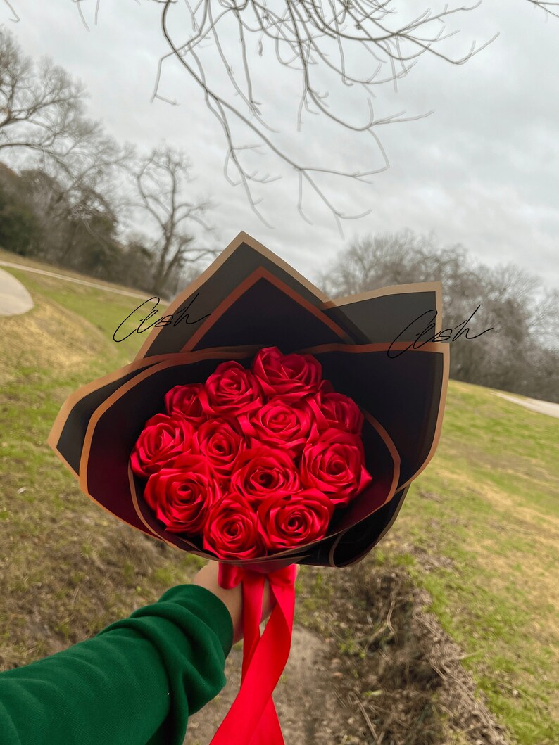 Eternal Rose Bouquet/ Rosas Eternas / Ribbon Rose Bouquet - Etsy