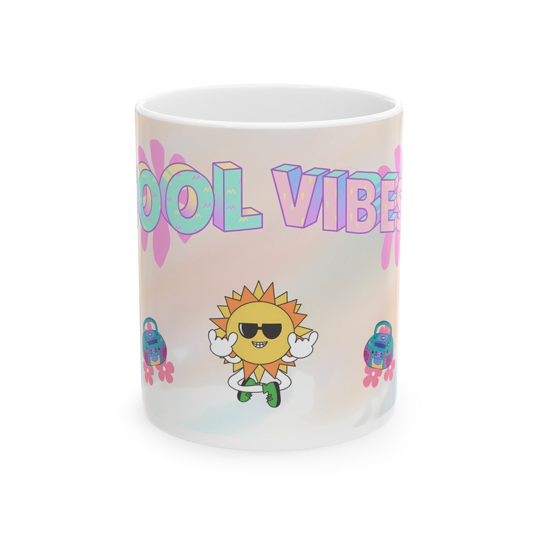 Cool Summer Vibes Mug Flashy Colorful Beach Party Coffee Cup Pastel ...