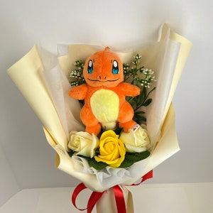 Pokémon Plush Flower Bouquet | Pikachu, Squirtle, Charmander Soap Roses ...