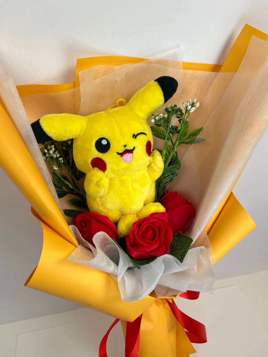 Pokémon Plush Flower Bouquet | Pikachu, Squirtle, Charmander Soap Roses ...