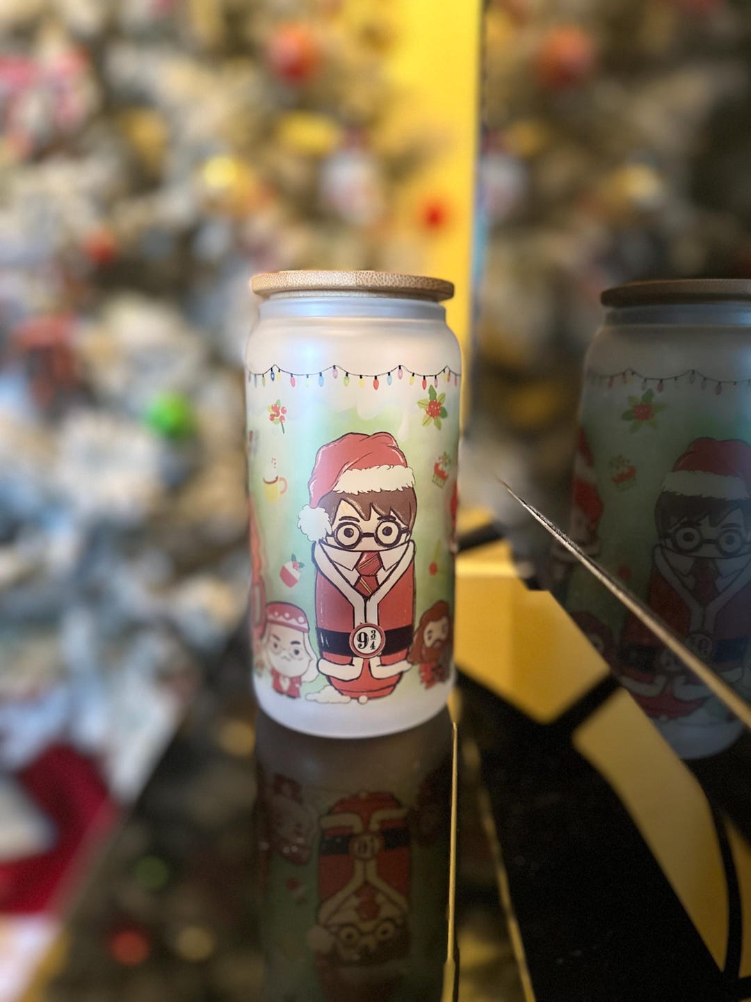 Harry Winter Frosted Glass Cup W/ Bamboo Lid & Straw | Wizard School ...