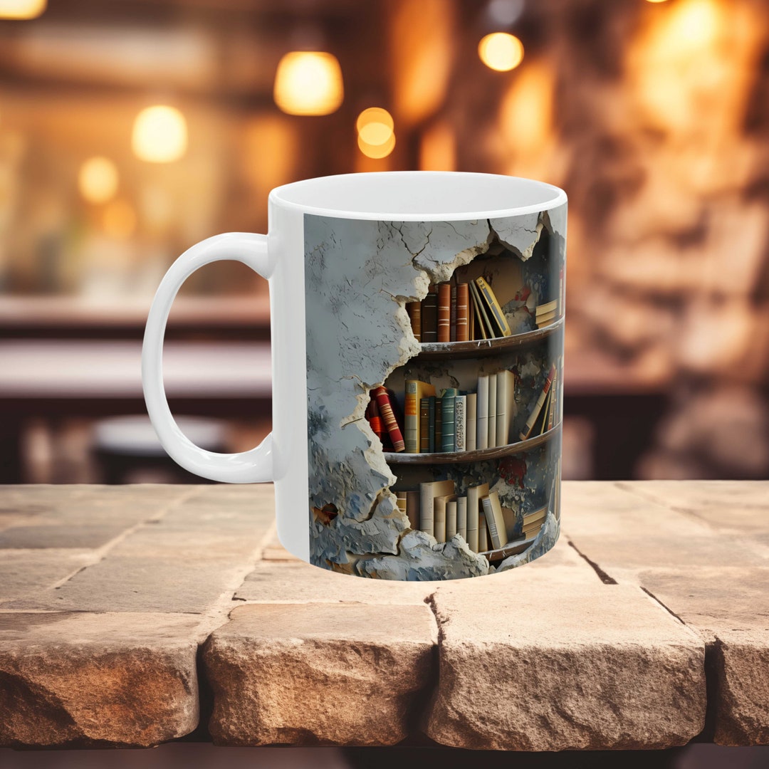 3d Effect Realistic Books Mug, 3D Effects Mug, 11oz Ceramic Mug, 3D ...