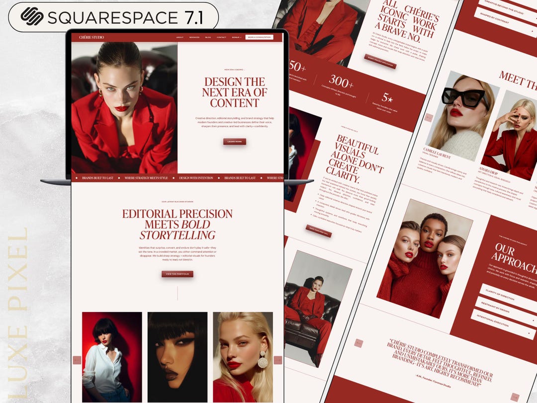 Squarespace Luxury Red Website, Bold Portfolio Template for Coaches ...