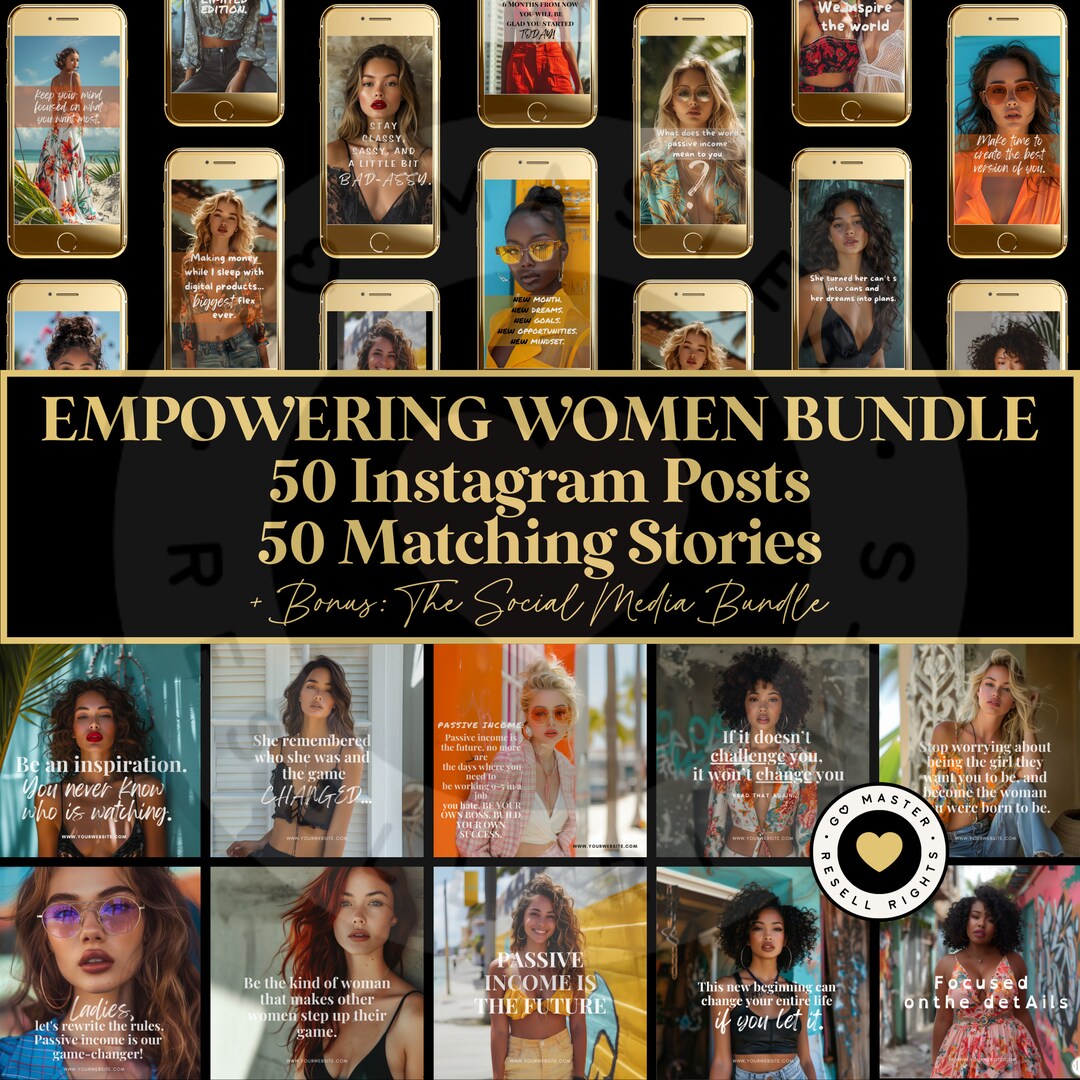 Empowering Women Instagram Posts: 50 Luxe Social Media Templates (MRR ...