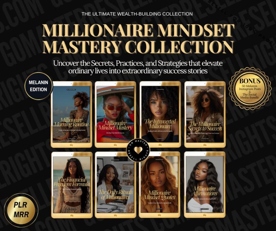 Melanin Millionaire Mindset Mastery Bundle: Instagram Posts, Ebooks (MRR/PLR) - Etsy
