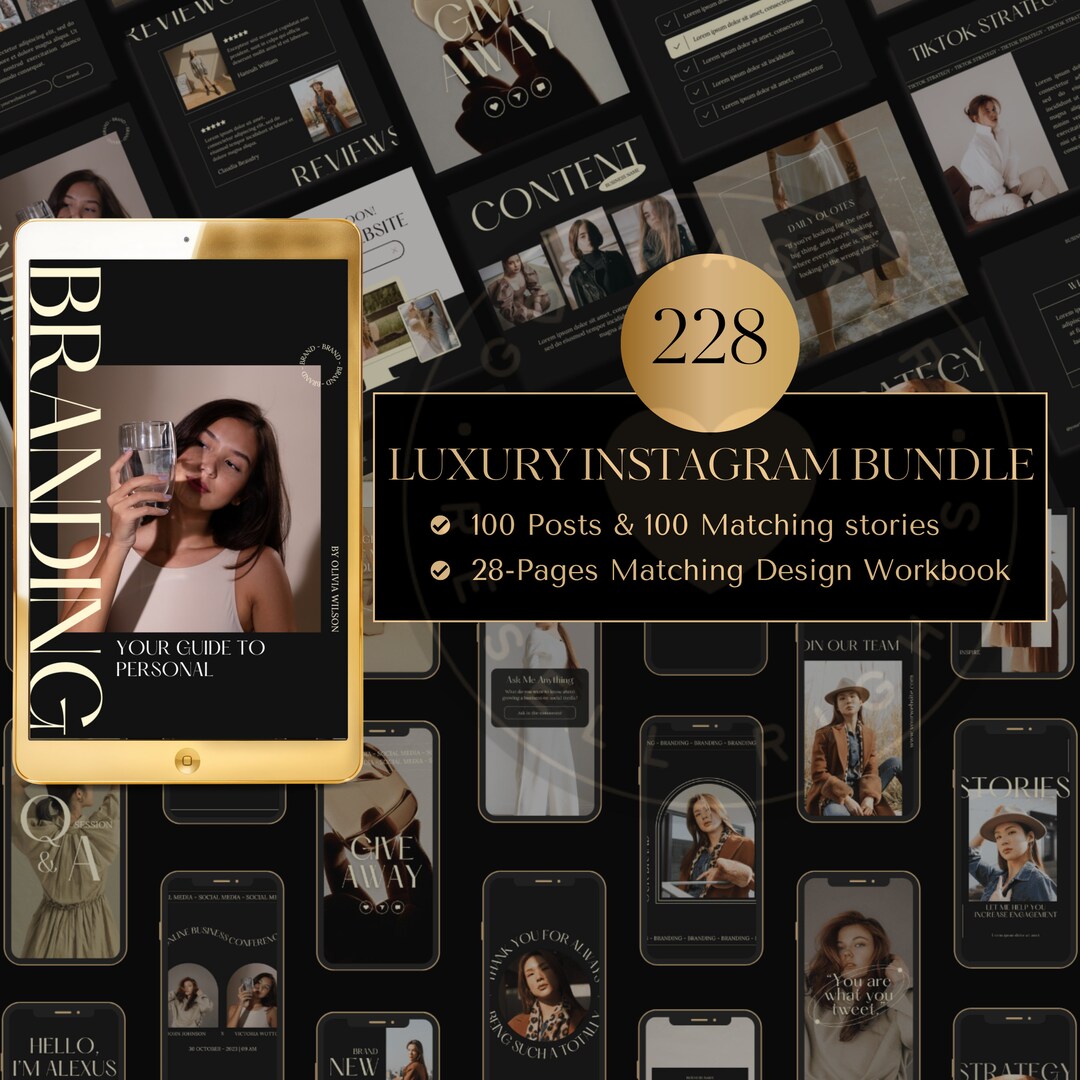 INSTAGRAM BUNDLE MRR 100 Stories Posts Workbook Branding Ebook Master Resell Rights | Canva ...