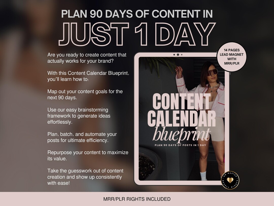 Content Calendar Blueprint: 90-day Planner, MRR/PLR (canva Editable ...