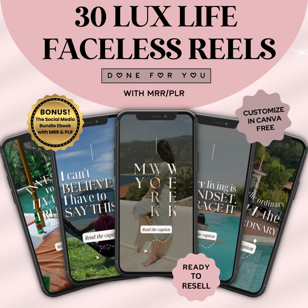 30 Luxe Life Faceless Reels: MRR/PLR Instagram Videos - Etsy