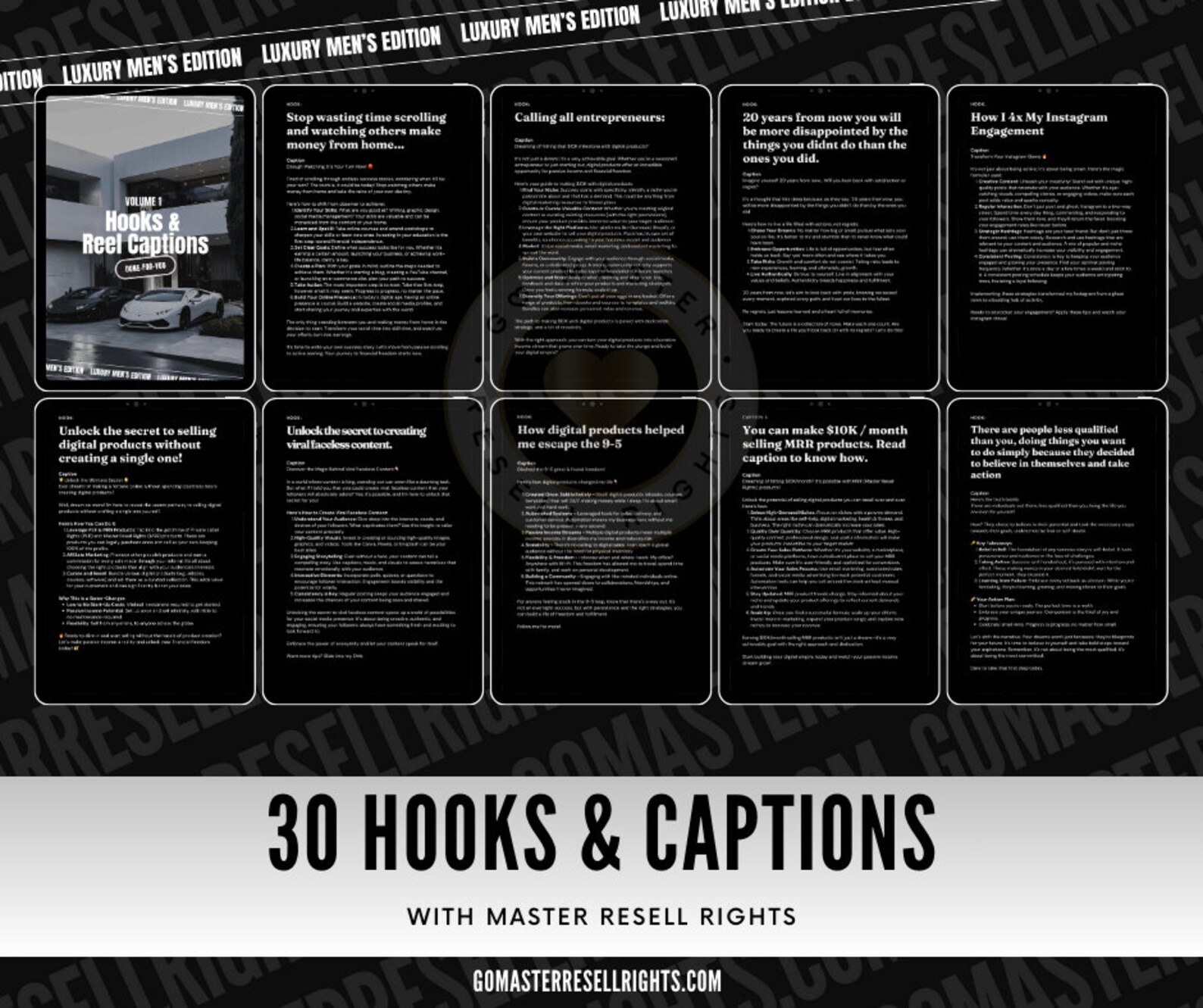 MEN REELS HOOKS Captions Mrr | 30 Done for You Instagram Reels With ...