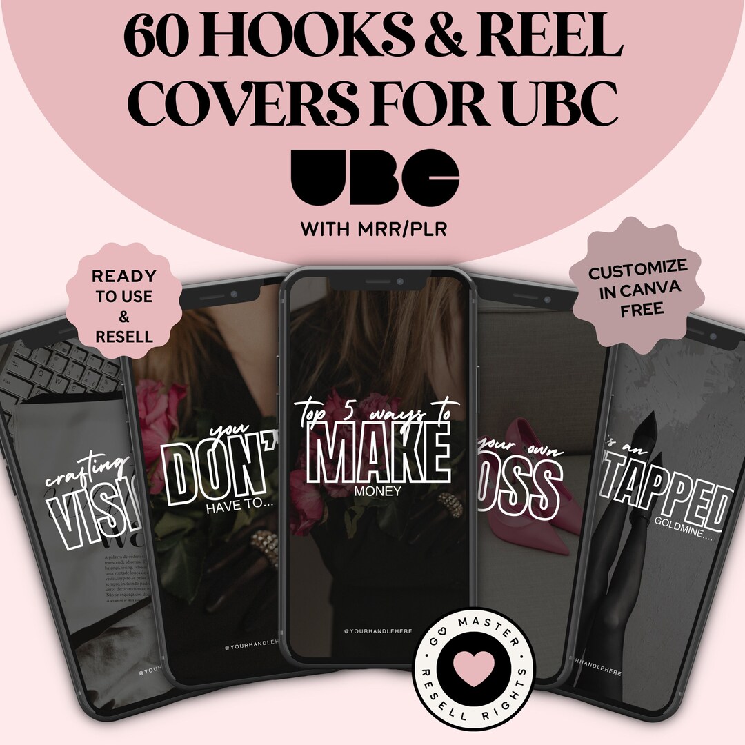 UBC Ultimate Branding Course 60 HOOKS & REEL Covers | Mrr Plr | Done ...