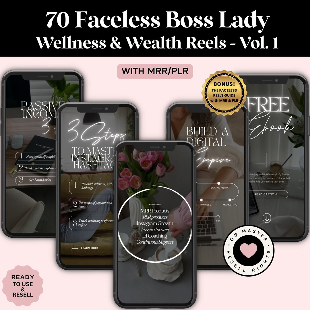 FACELESS REELS MRR Plr | 70 Boss Lady Reels With Captions Done for You ...