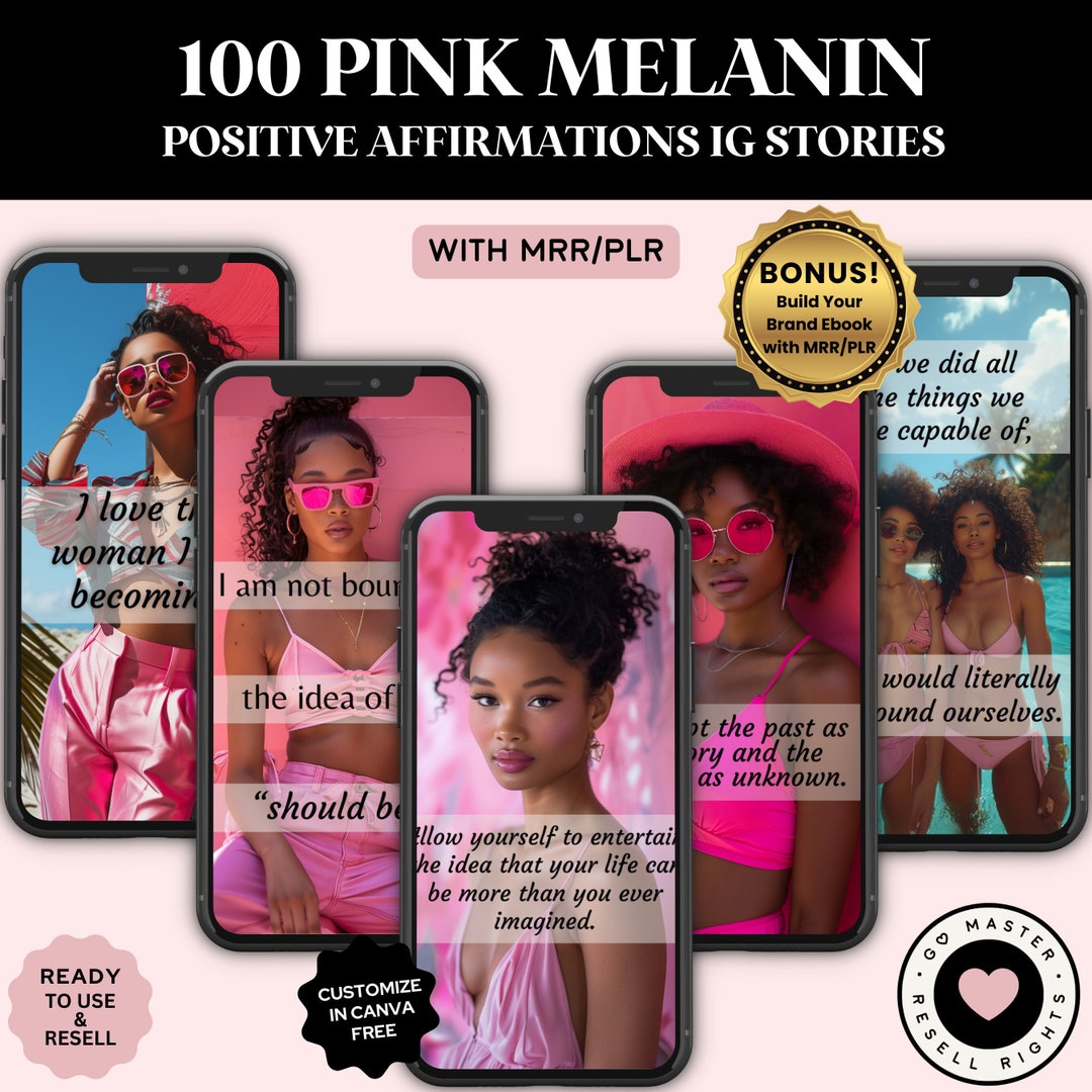 Pink Melanin Positive Affirmations: 100 Instagram Story Templates ...