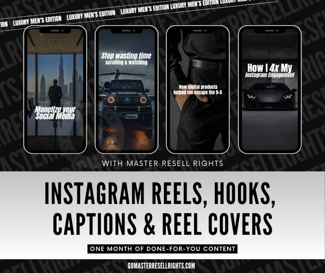 MEN REELS HOOKS Captions Mrr | 30 Done for You Instagram Reels With ...