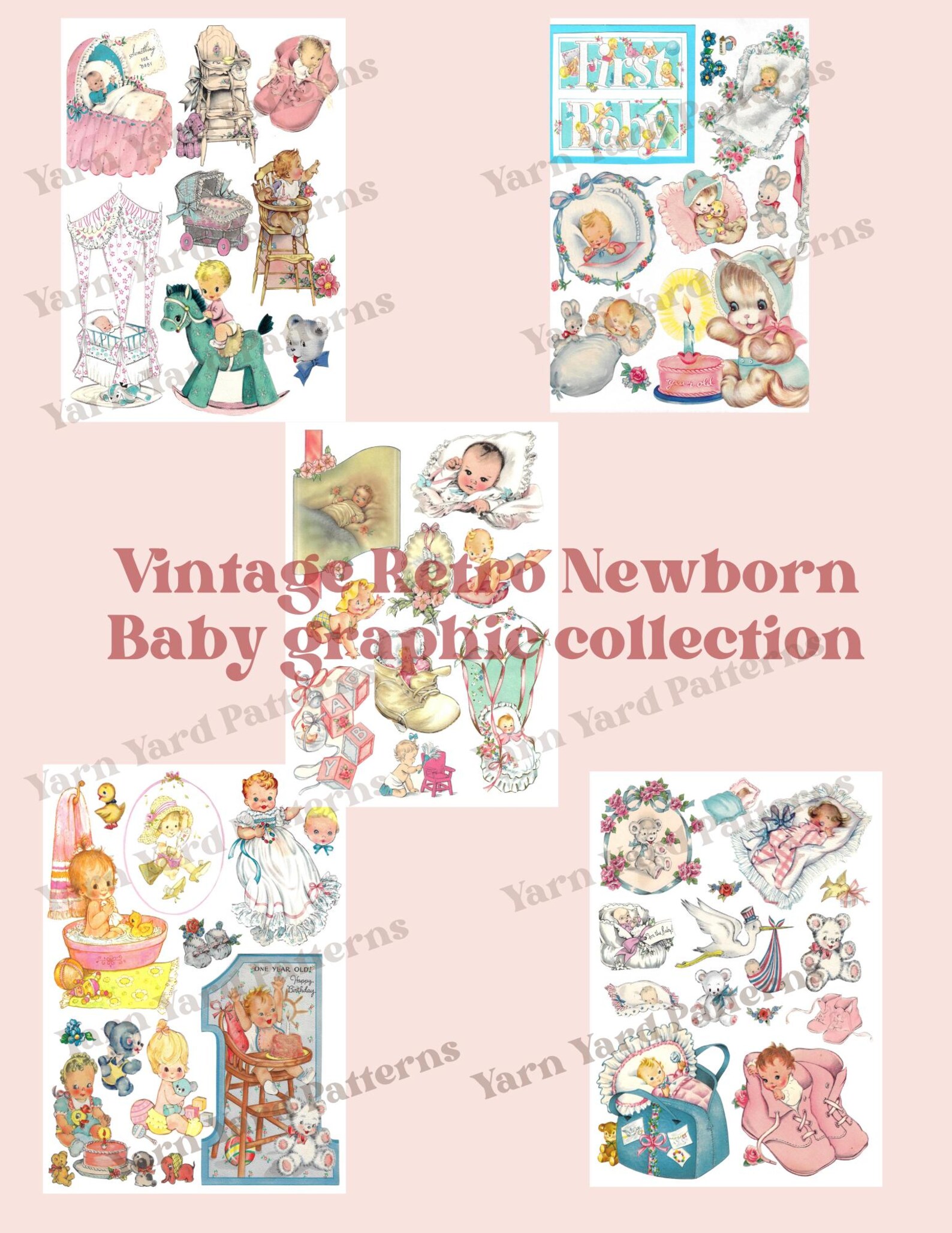 Vintage Baby Ephemera, Retro Baby Junk Journal, Digital Baby Collage ...
