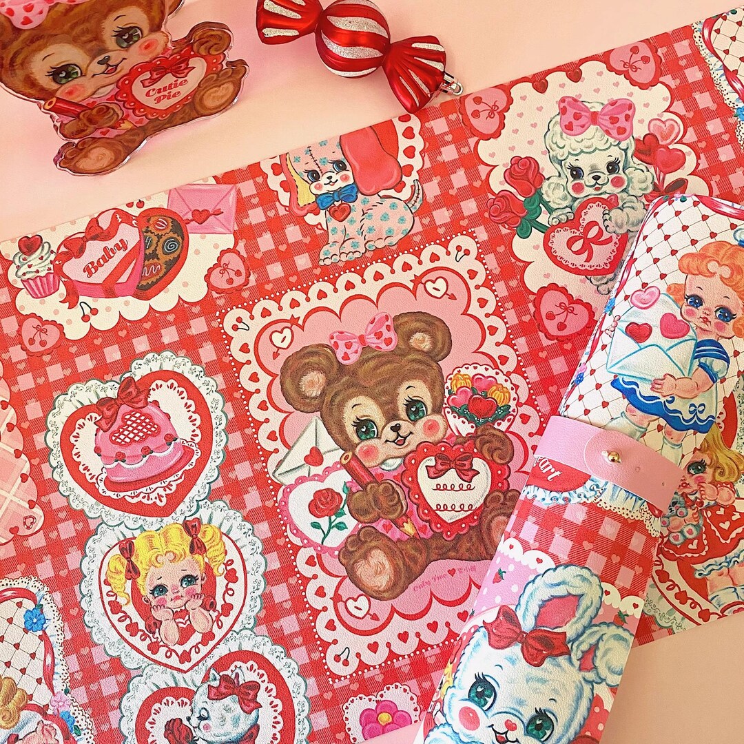 Kawaii Retro Desk Mat– Vintage Style Cute Cartoon Bear Mat | Print Mat ...