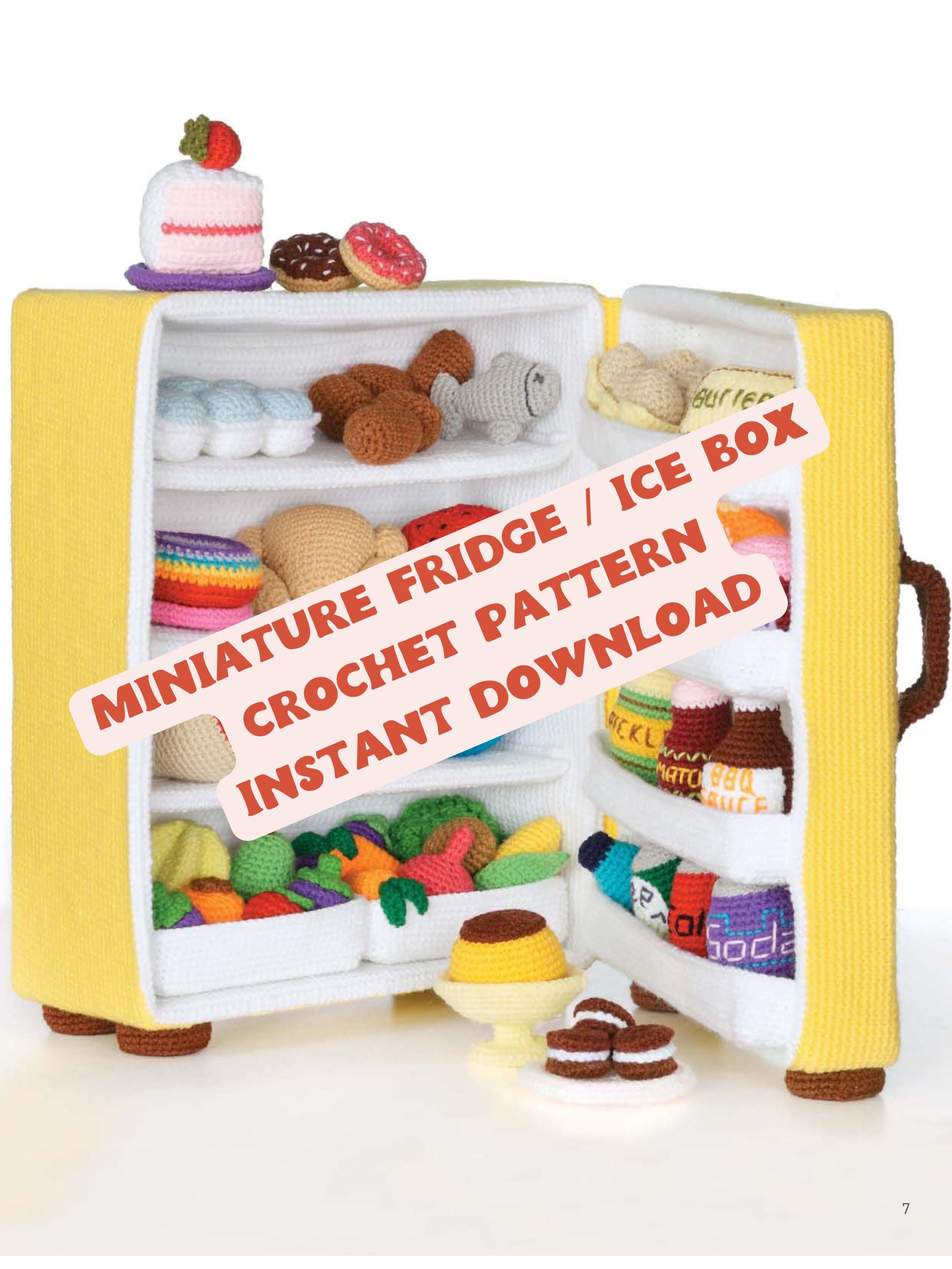 Miniature Ice Box, Crochet Kitchen, Amigurumi Food, Crochet Food ...