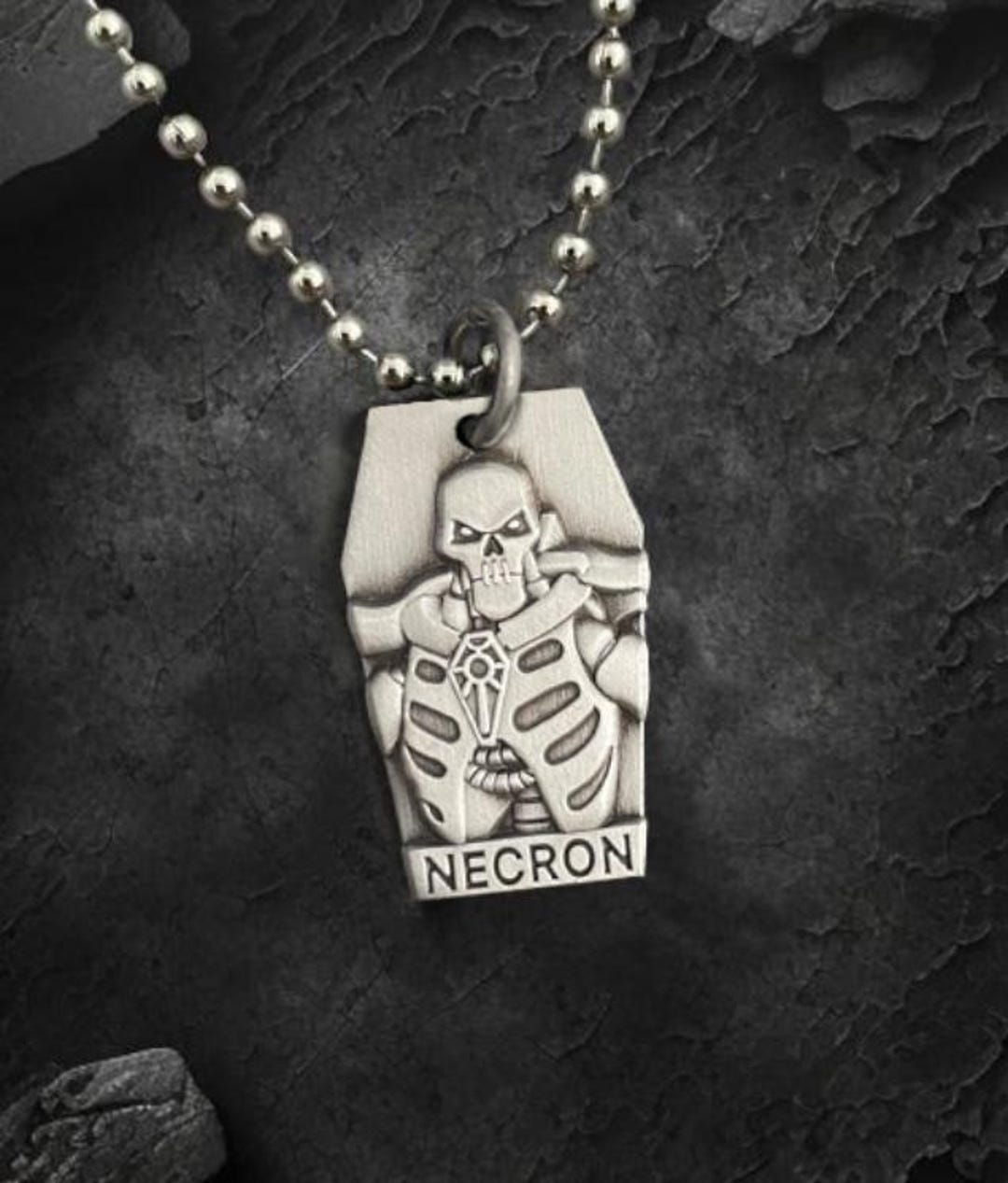 Necro Warrior Dog Tag Pendant: Brass Wargame Necklace or Keychain With ...