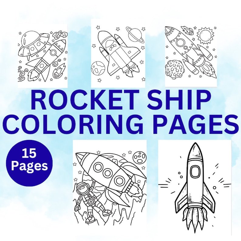 Rocket Ship Coloring Pages - Etsy