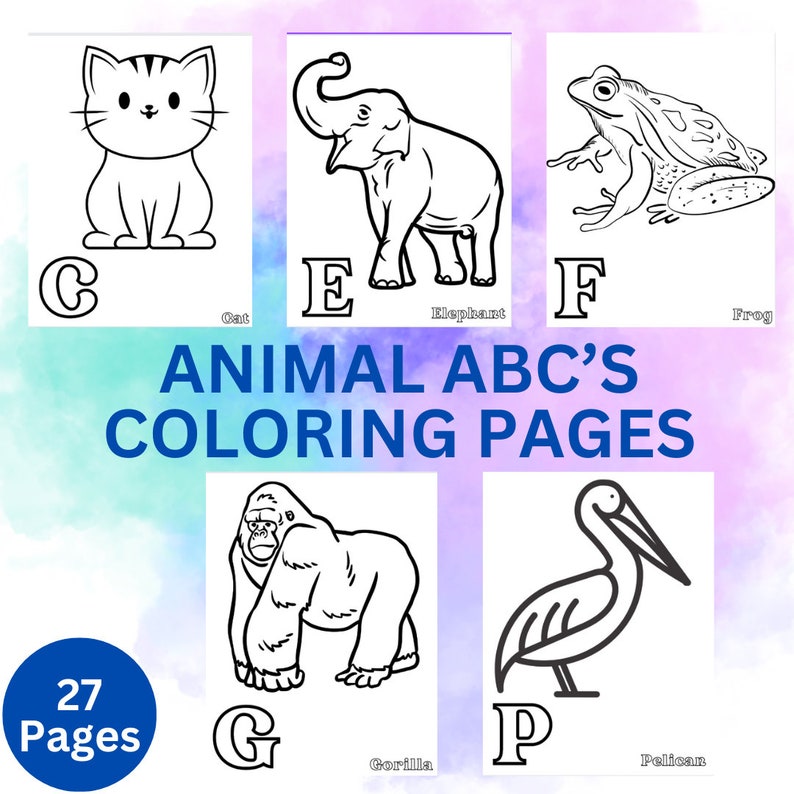 Abc's Animal Coloring Pages - Etsy