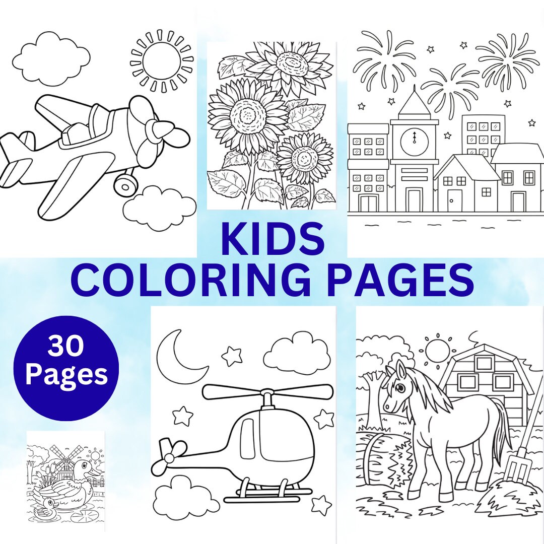 Fun Coloring Pages for Kids - Etsy