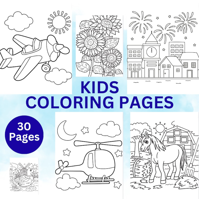 Fun Coloring Pages for Kids - Etsy