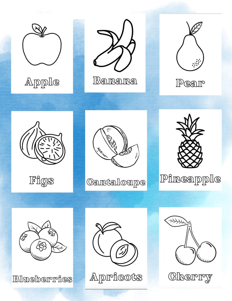 Fruit Coloring Pages - Etsy