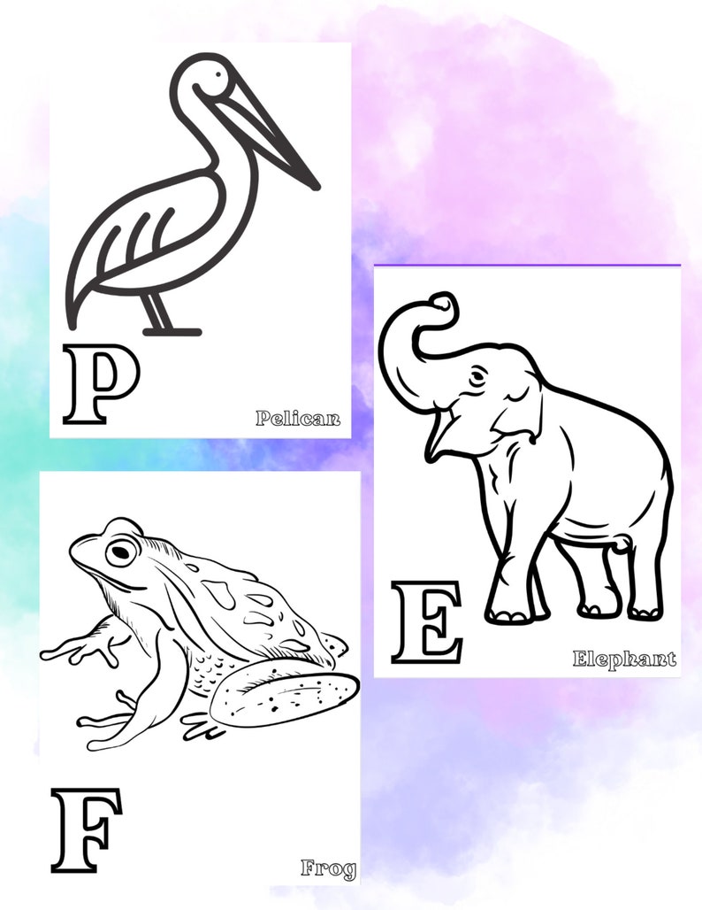 Abc's Animal Coloring Pages - Etsy