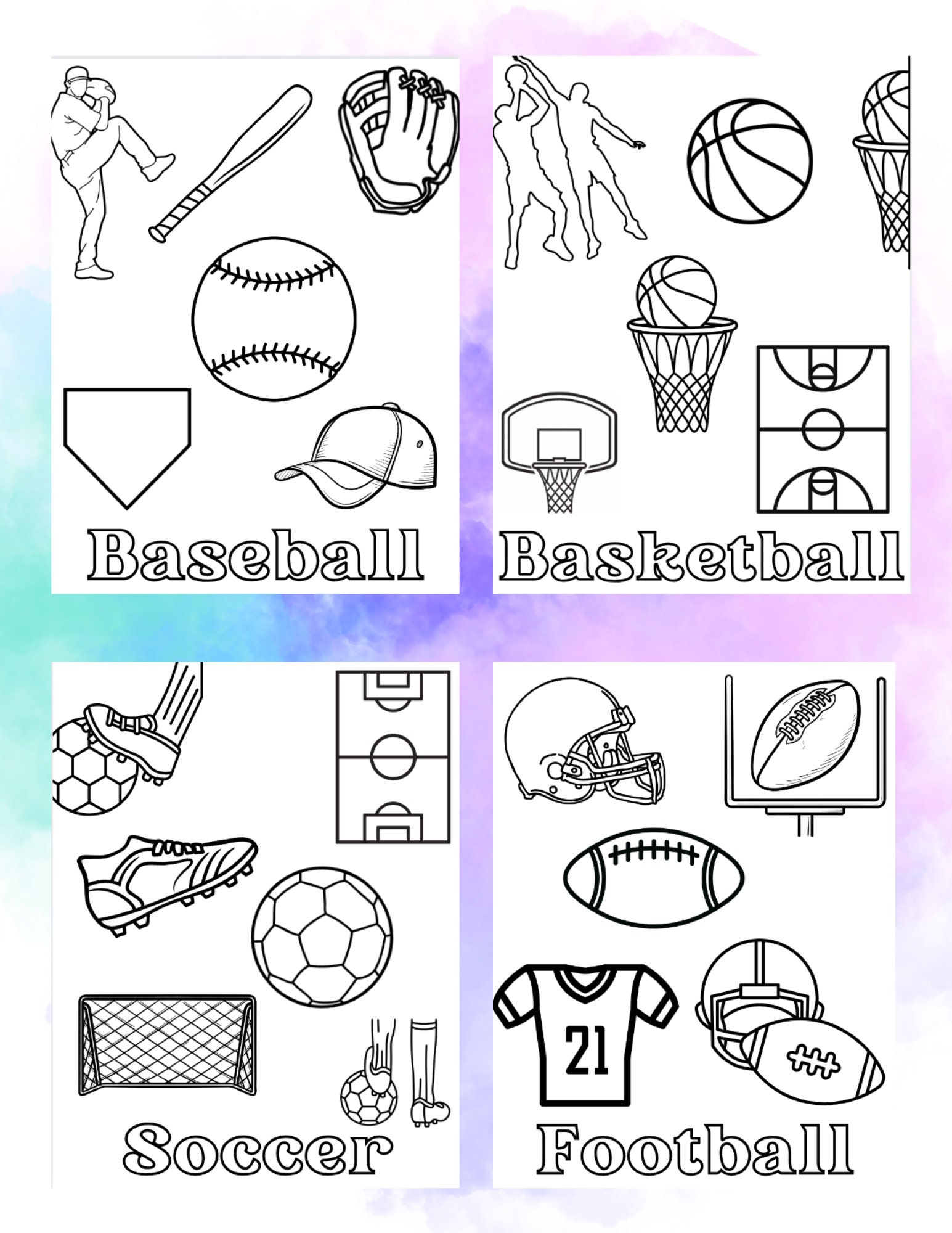 Sports Coloring Pages - Etsy