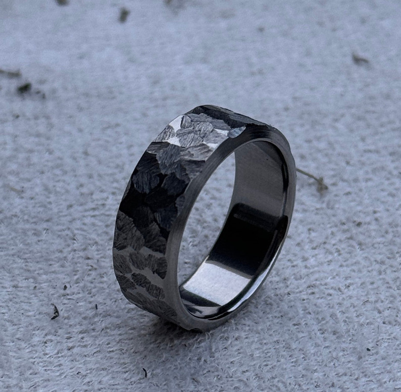 Titanium Hammered Handmade Ring Customized Hammered Handmade Jewelry ...