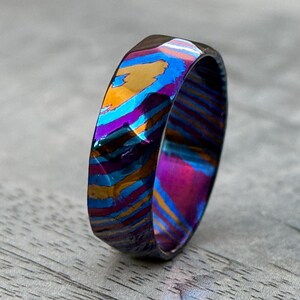 Faceted Timascus 3 Alloy Customized Ring, Timascus Wedding Band, Gift ...