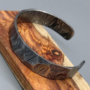 Damascus Hammered Bangle Hand Forged Steel Cuff Bracelet Viking Modern Jewelry Anniversary Gift ...
