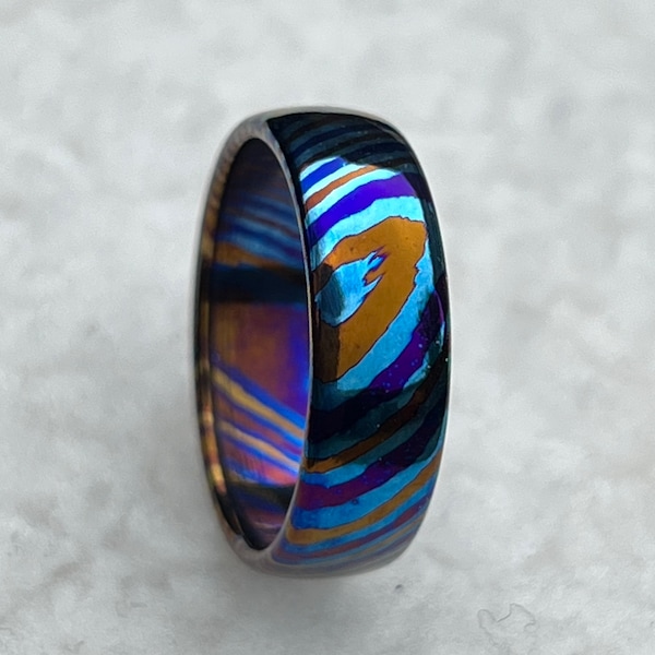 Titanium Damascus Ring - Etsy