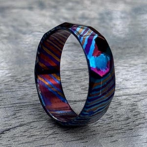 Faceted Timascus 3 Alloy Customized Ring, Timascus Wedding Band, Gift ...