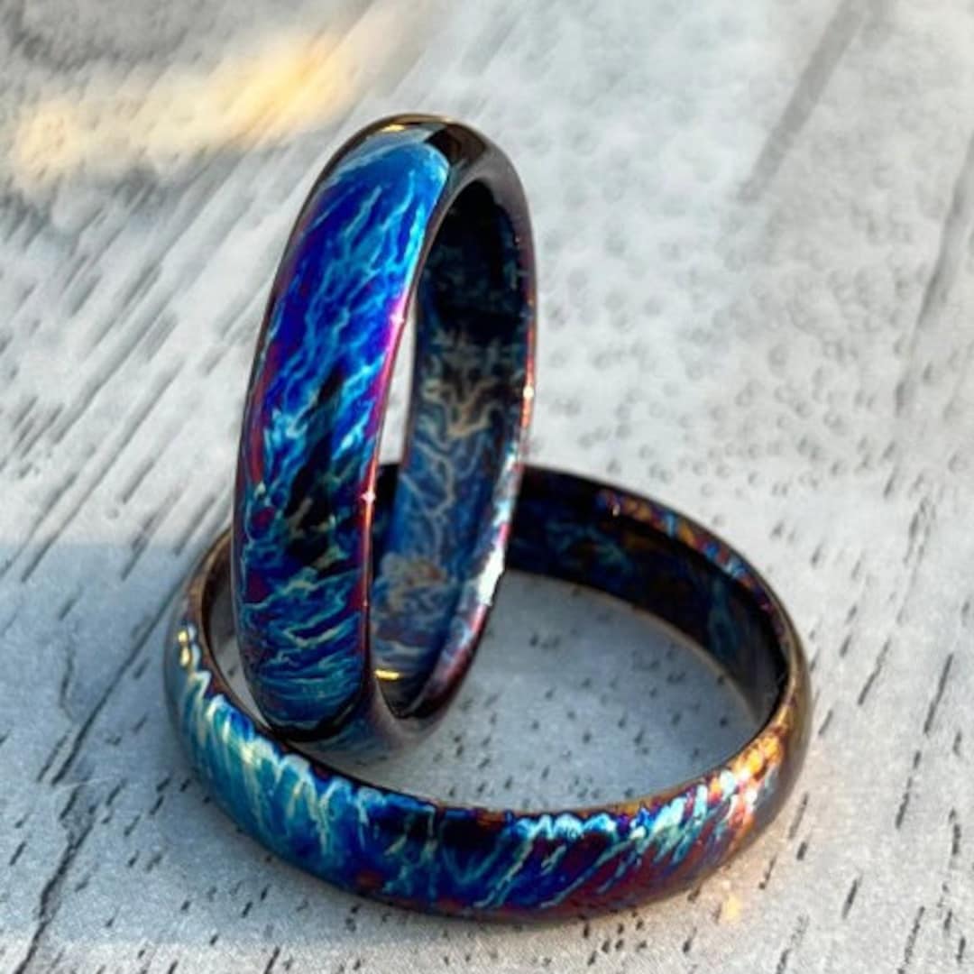 Handmade Colorful Titanium Wedding Band: Heat Anodized Ring, 5mm - Etsy