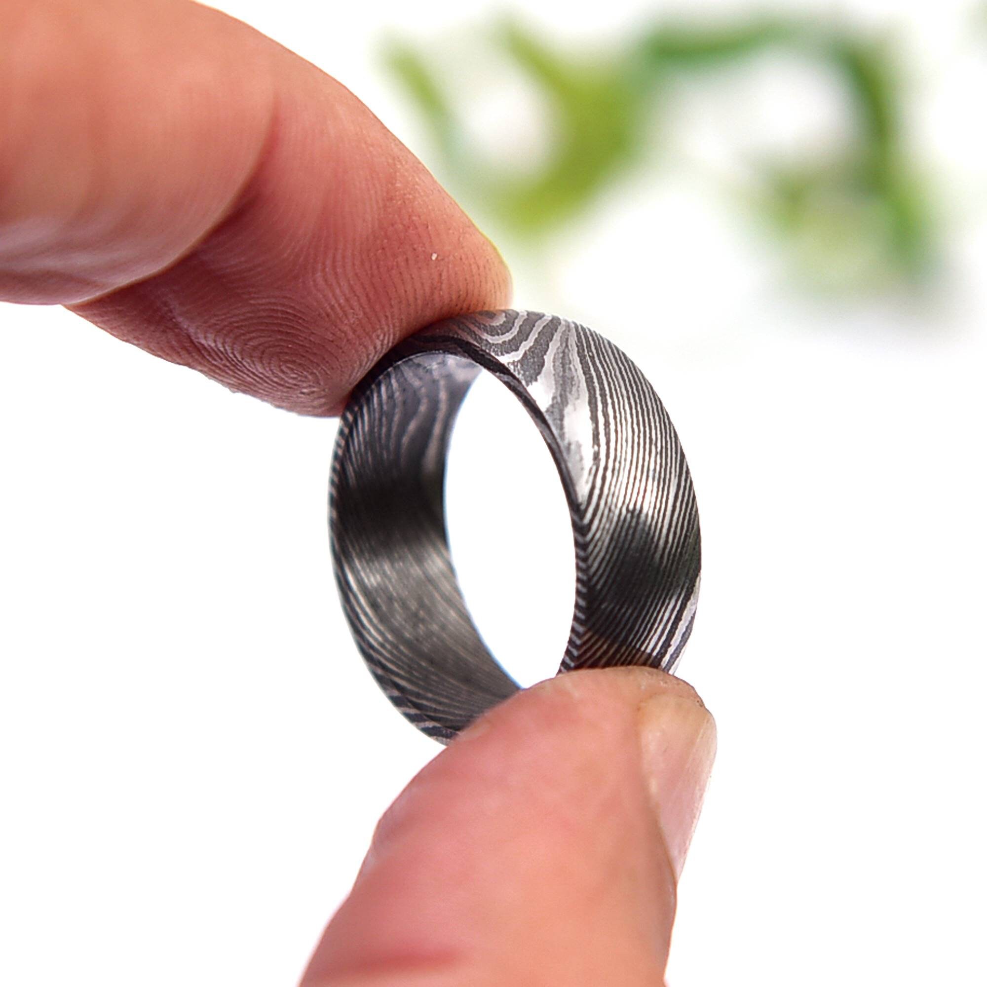 Simple Damascus Ring Domed Shape 8mm Wedding Gift Man Promise Rings ...